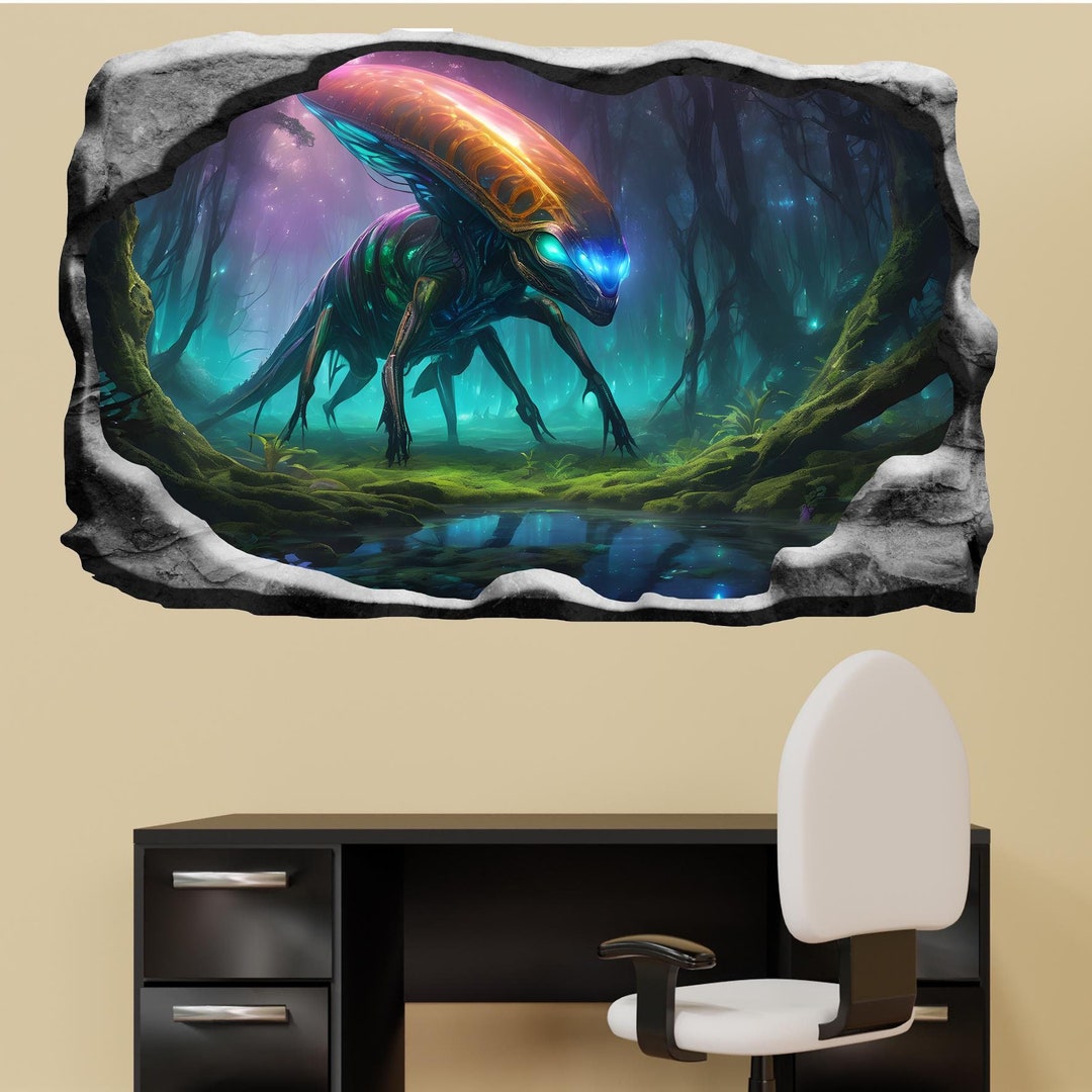 Exoplanet Alien Creature Sci-fi Art Wall Sticker Mural Decal Poster ...