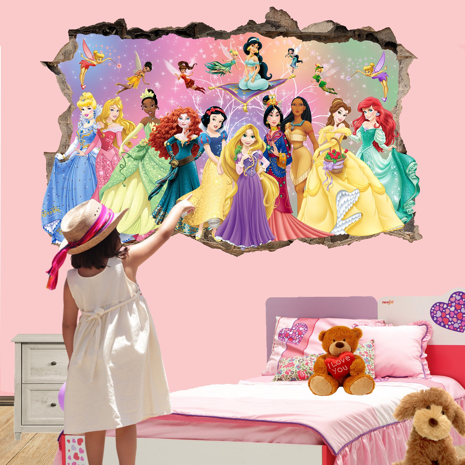 Famous Cartoon Princesses Wall Art Sticker Decal Mural Poster Girls ...