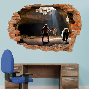 Prehistoric Neanderthals Caveman Wall Sticker Art Poster Decal Mural ...