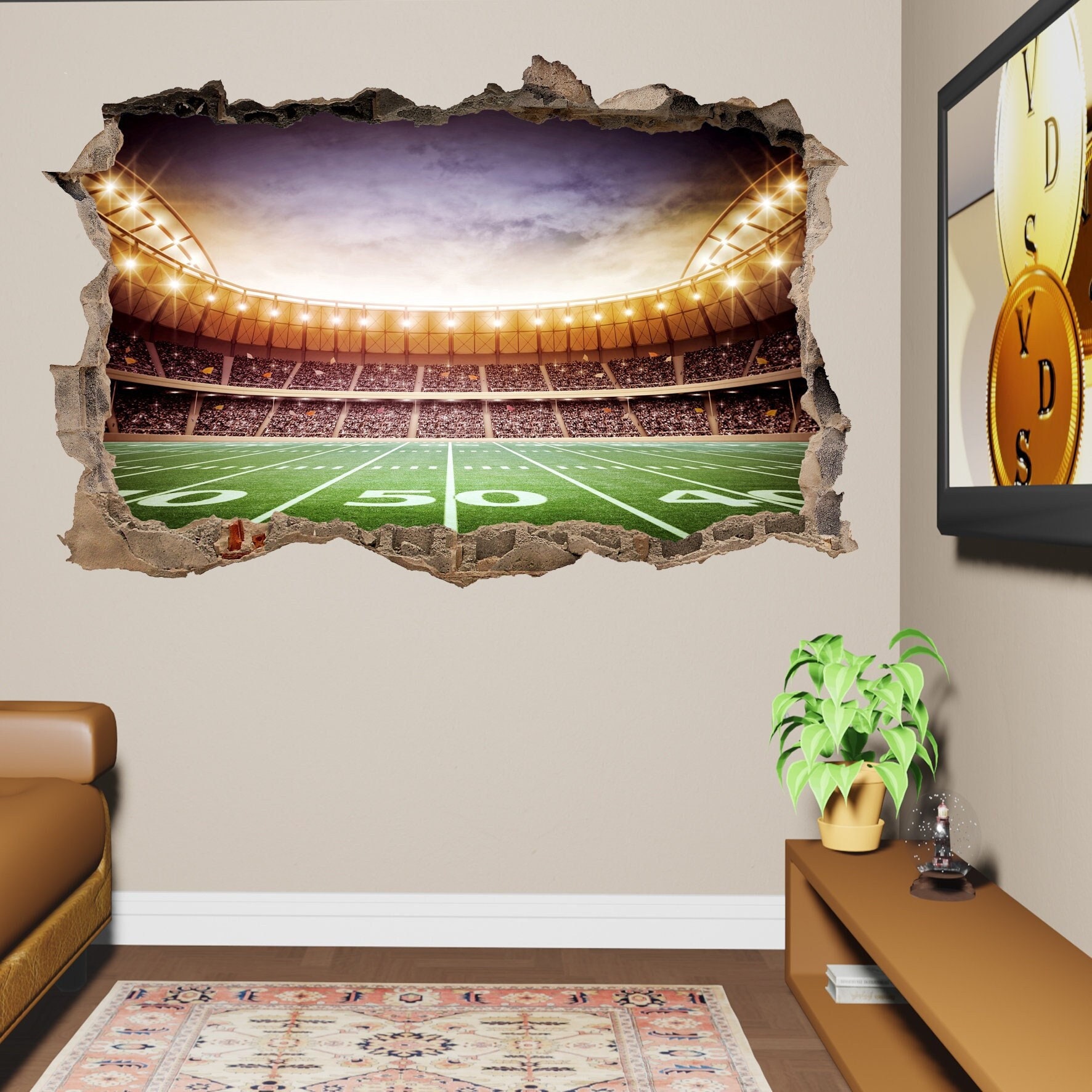 American Football Stadium Wall Sticker Art Poster Decal Kids Room ...