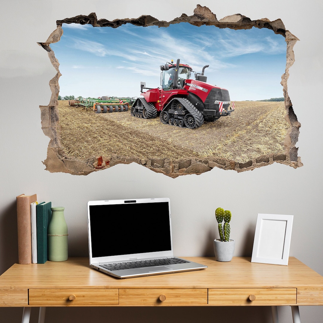 Powerful Modern Track Tractor Plough Wall Art Sticker Decal Mural ...