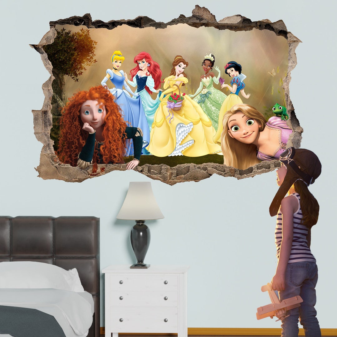 Famous Cartoon Princesses Wall Art Sticker Decal Mural Poster Girls ...