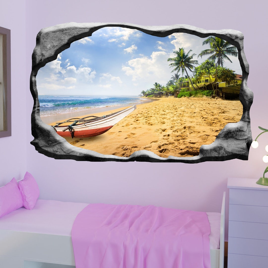 Tropical Beach Sea Wall Sticker Decal Mural Poster Room Office Nursery ...