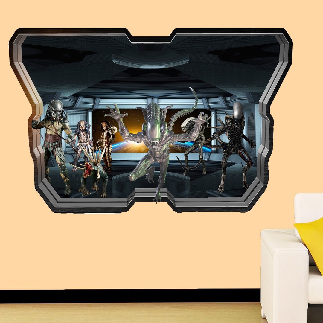 Planet Spaceship Aliens Predators Wall Art Sticker Decal Mural Poster ...