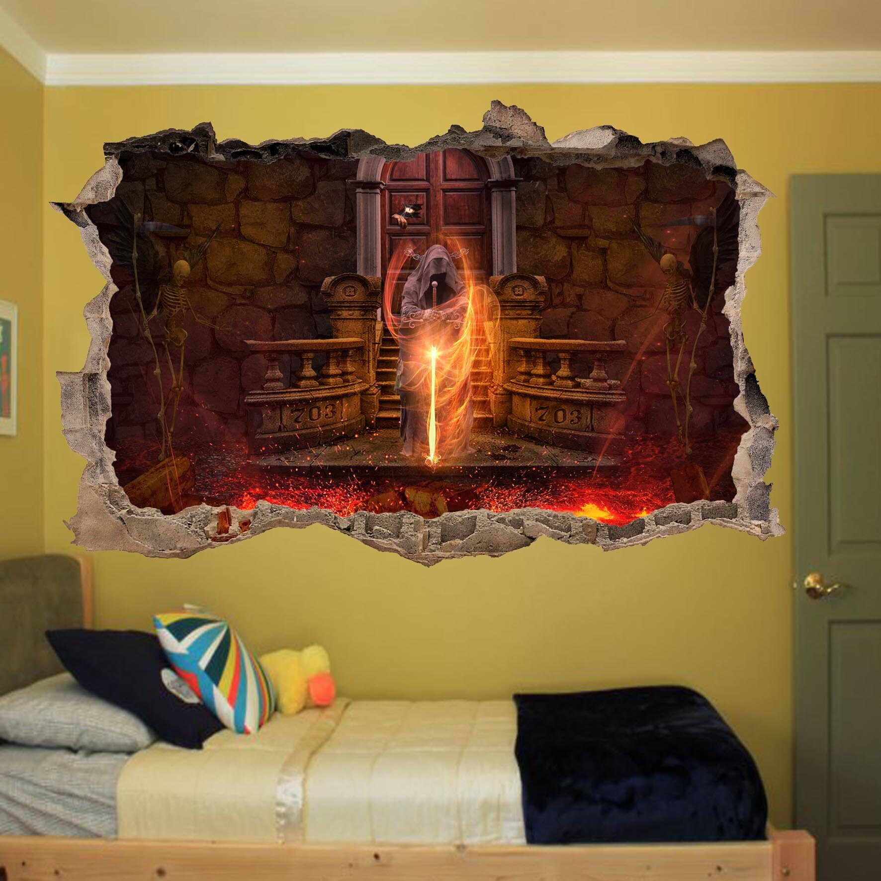 Devil Hell Demon Gothic Wall Art Sticker Decal Mural Poster Shop Office ...