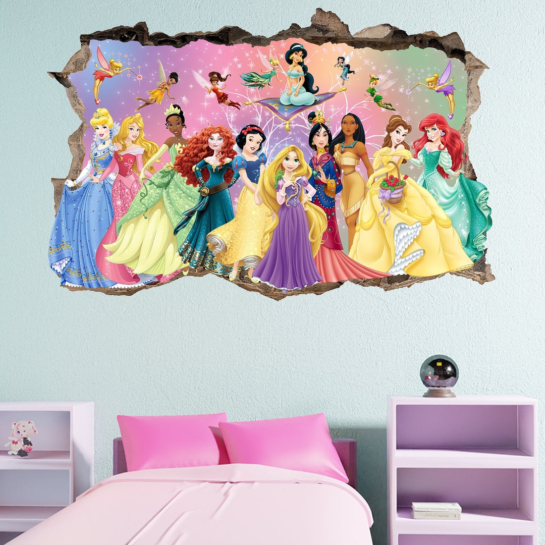 Famous Cartoon Princesses Wall Art Sticker Decal Mural Poster Girls ...