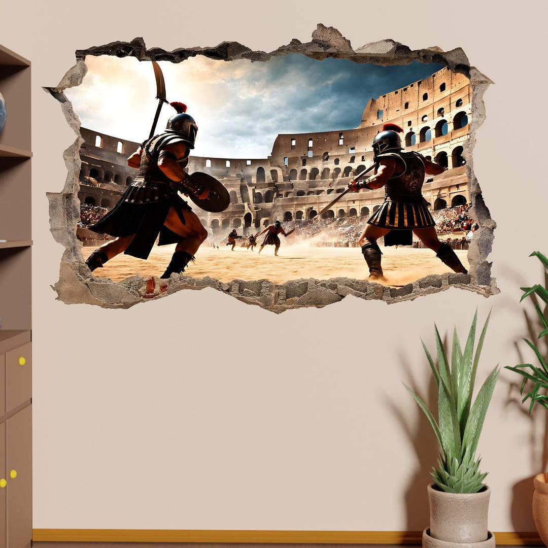 Colosseum Gladiators Wall Decal Sticker | Self-adhesive Poster, Mural ...