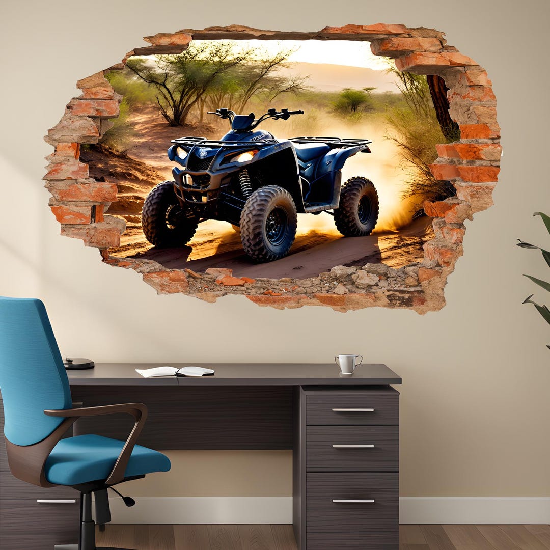 Quad Bike Wall Decal Sticker | Self-adhesive Poster, Mural, Removable ...