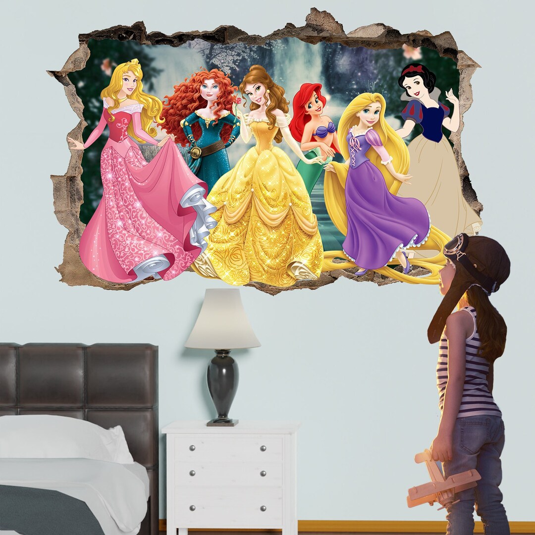 Famous Cartoon Princesses Wall Art Sticker Decal Mural Poster Girls ...