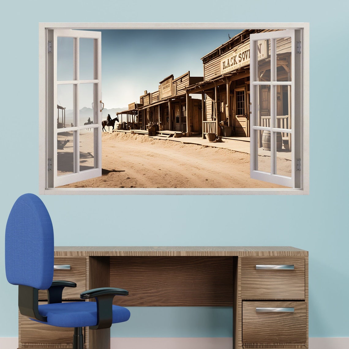 Cowboy Town Wall Sticker Western Decal Mural Poster Room Decor 1207 - Etsy