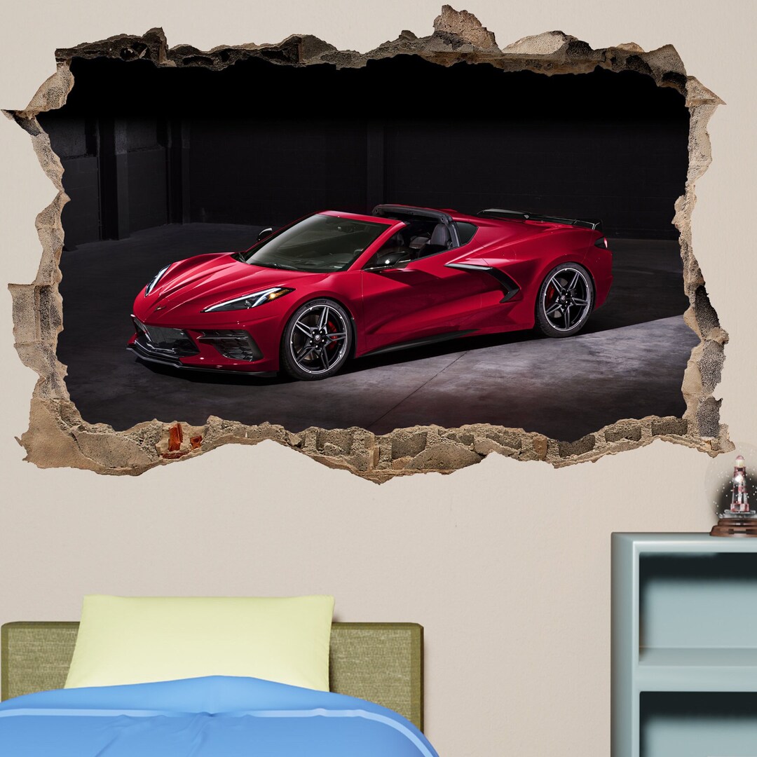 Red Convertible Super Sport Car Wall Art Stickers Decal Mural Poster ...