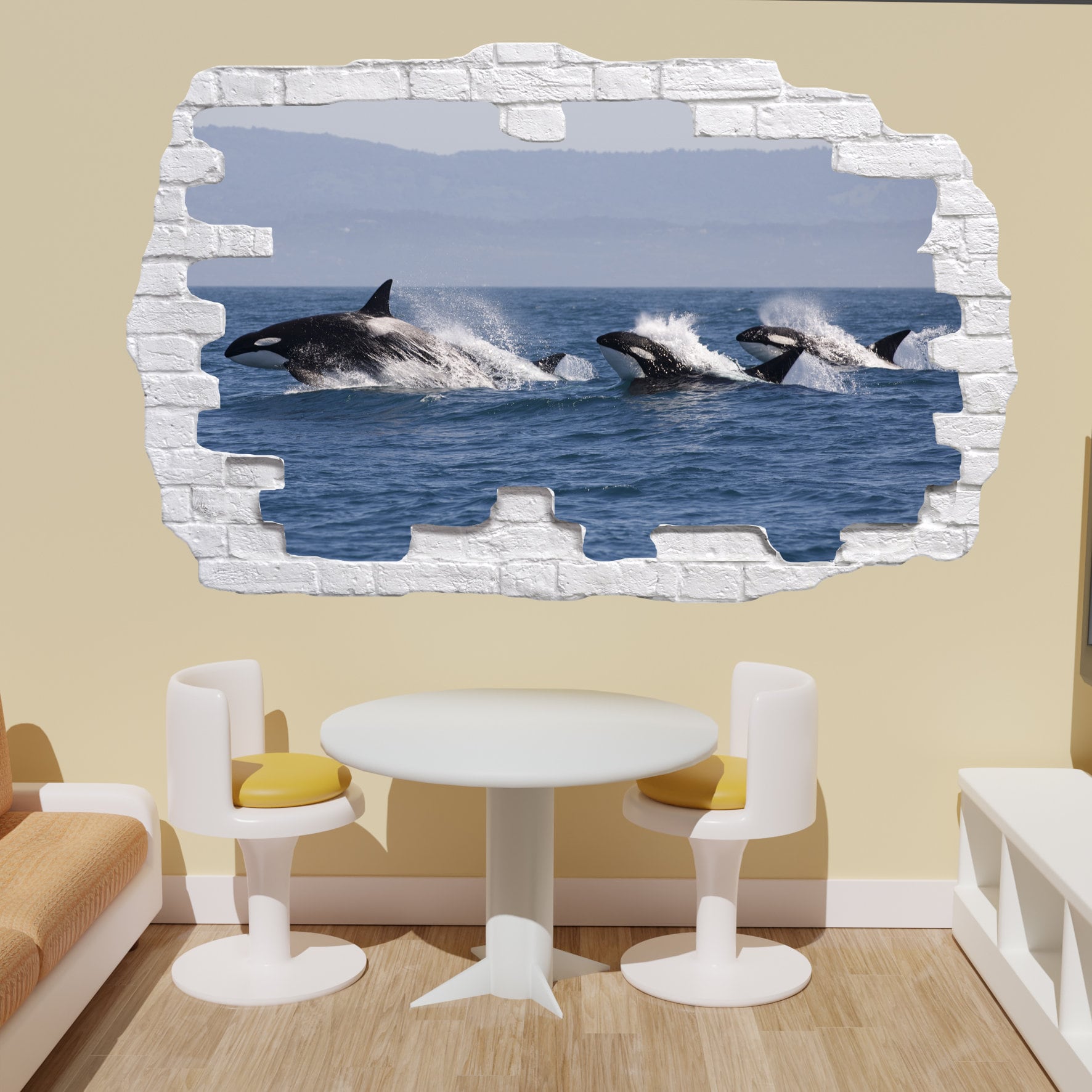 Killer Whales Wall Sticker Orca Ocean Mural Art Poster Decal Kids Room ...