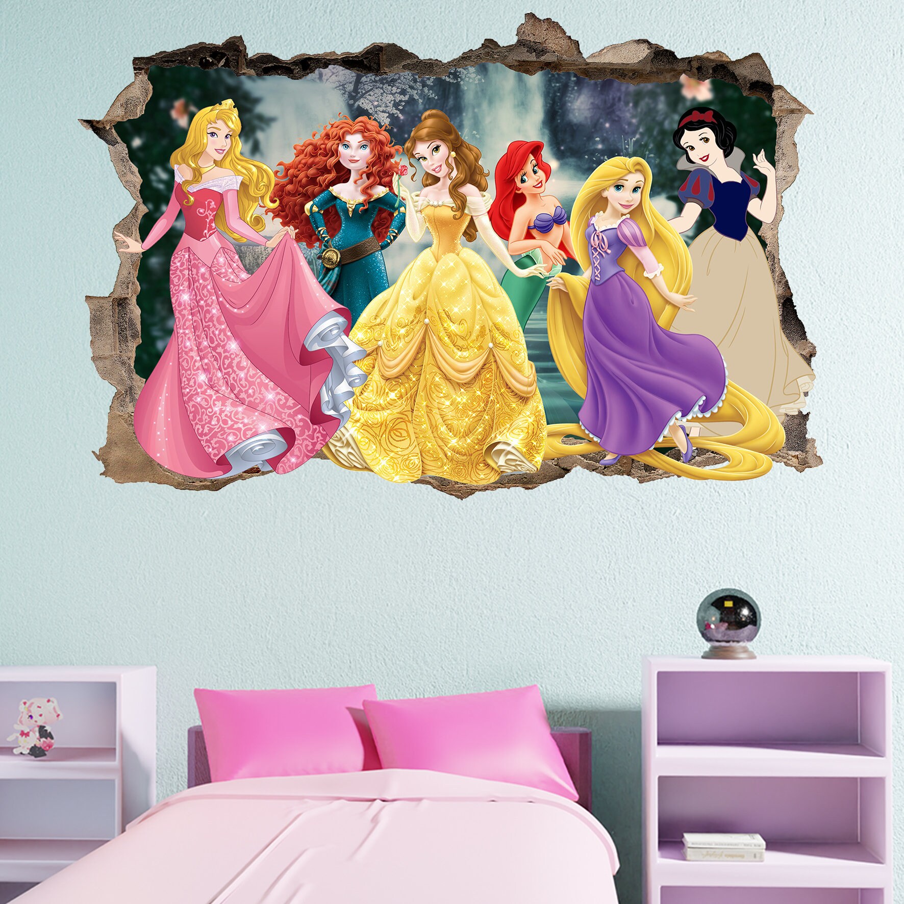 Famous Cartoon Princesses Wall Art Sticker Decal Mural Poster - Etsy