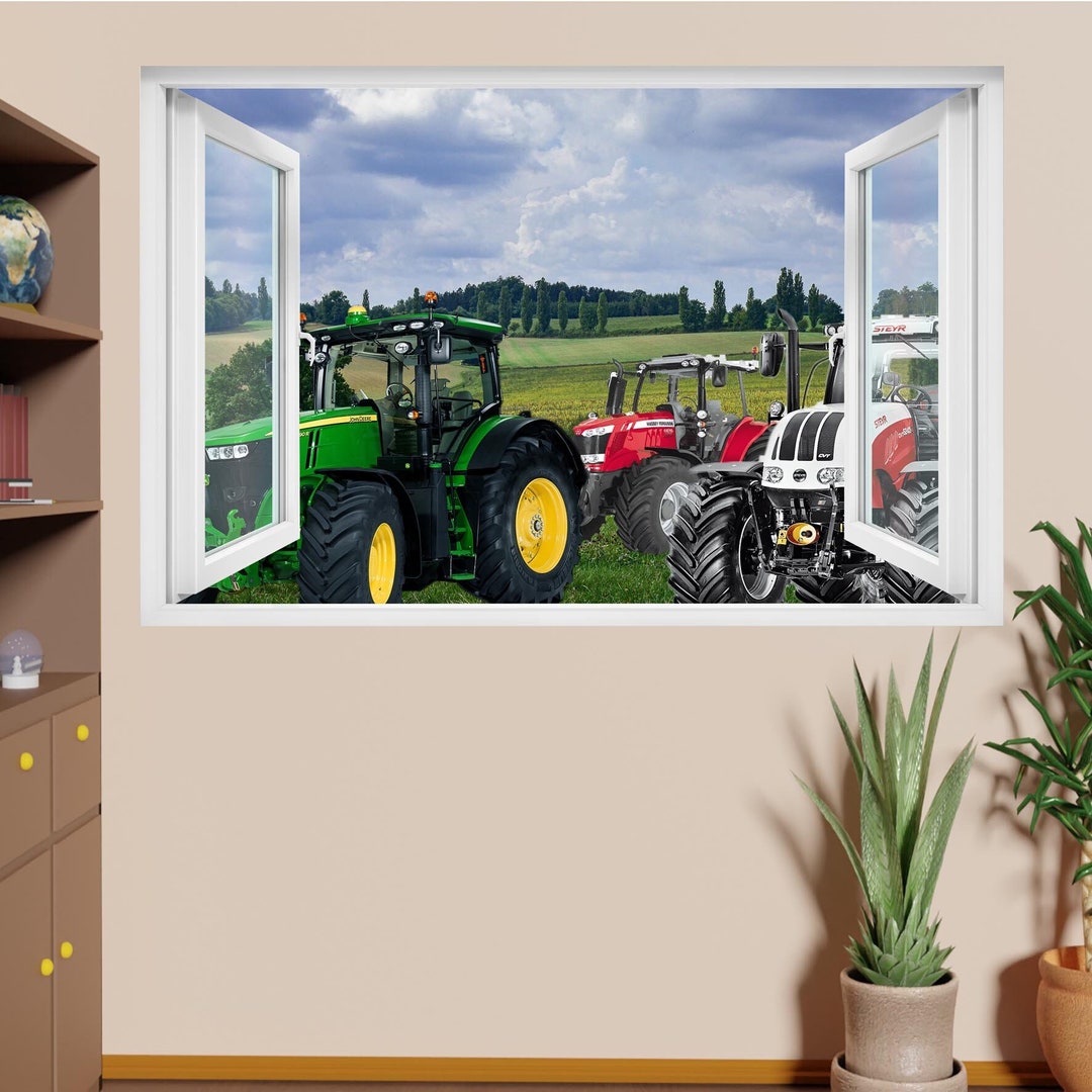 Spring Fields Powerful Modern Tractors Wall Art Sticker Decal Mural ...