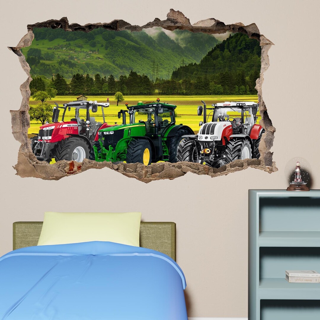 Countryside Powerful Modern Tractors Wall Art Sticker Decal Mural ...