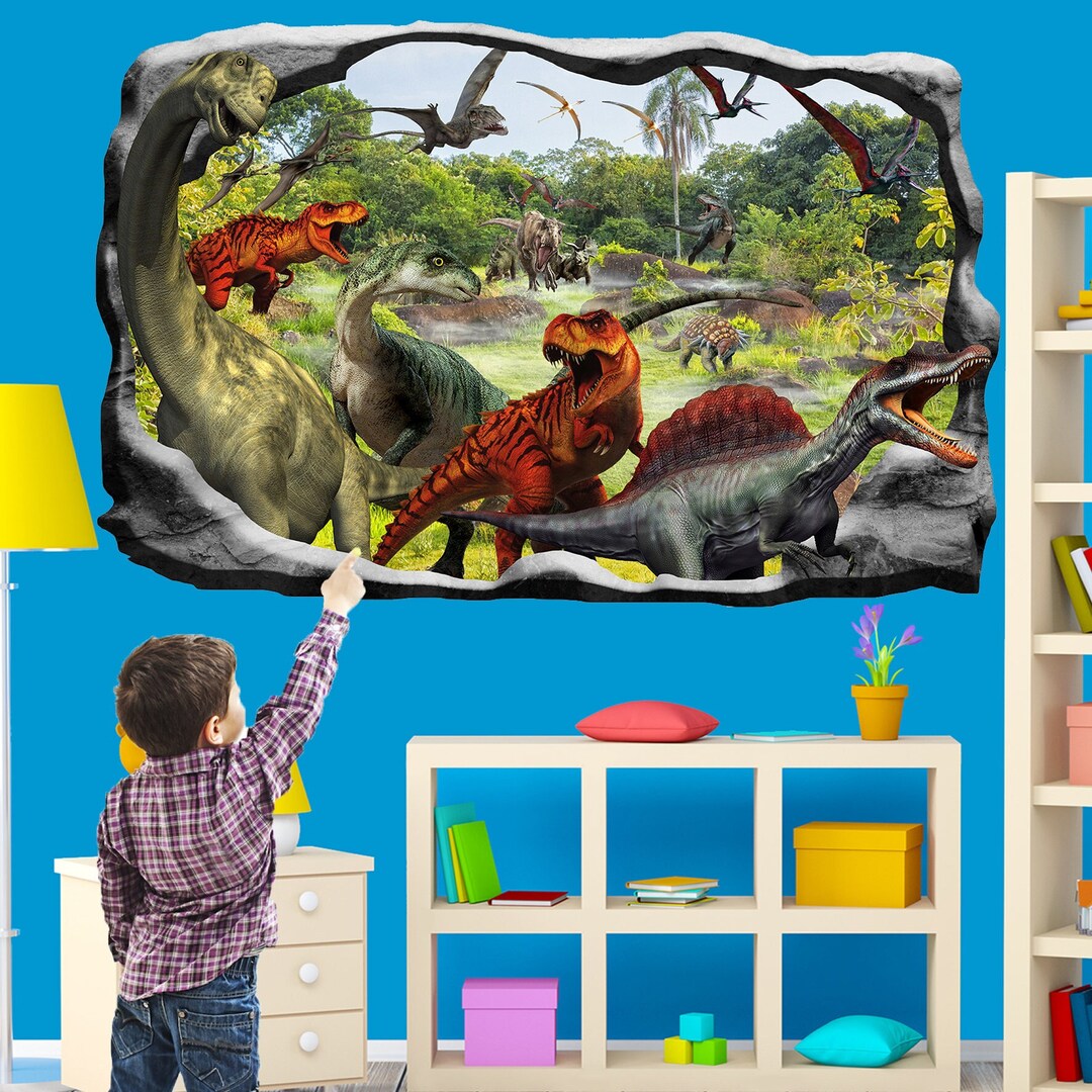 Dinosaurs Grassland Swamp Mesozoic Era Wall Sticker Decal Mural Poster ...