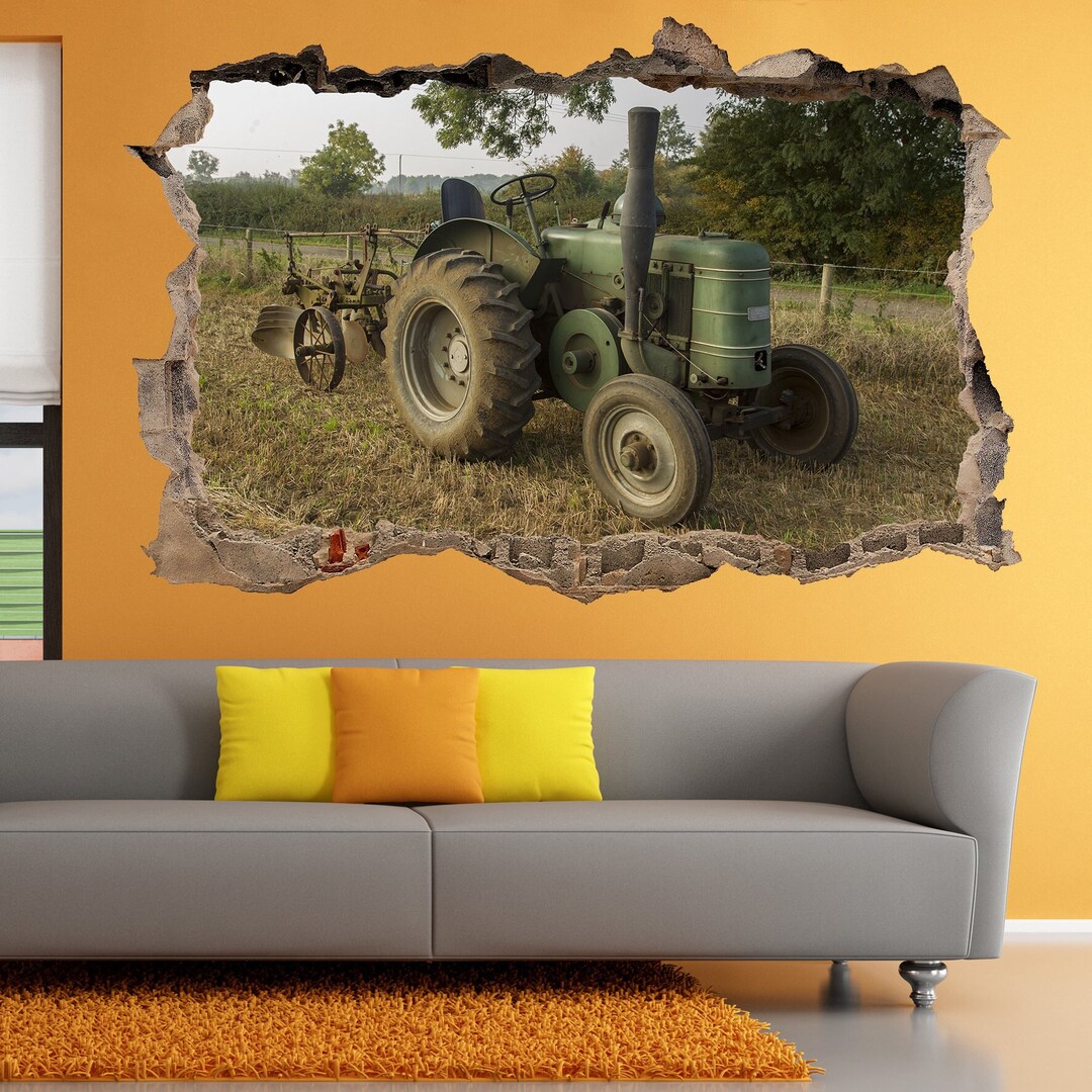 Vintage Farming Tools Tractor Agriculture Wall Sticker Art Decal Mural ...