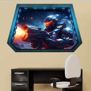 Space Wars Robot Warrior Wall Sticker Decal Mural Poster Bedroom ...