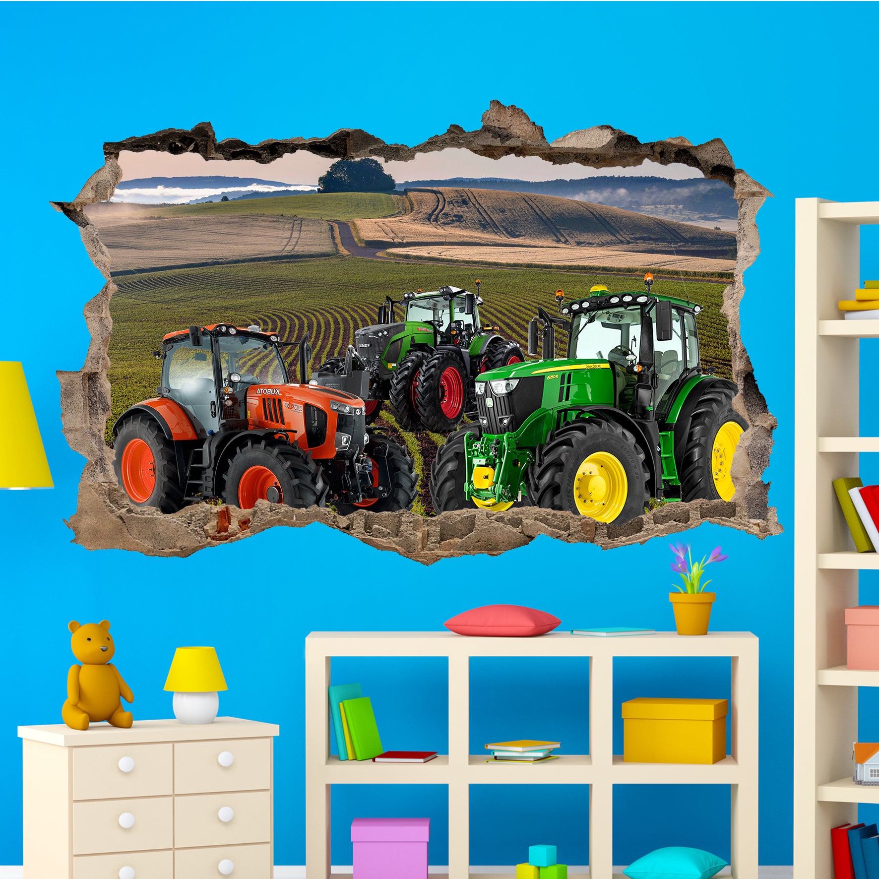 Fields Powerful Modern Tractors Wall Art Sticker Decal Mural Poster ...