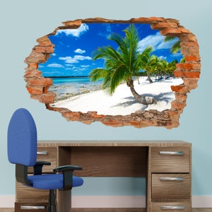 Tropical Beach Wall Sticker Decal Mural Poster Room Office Nursery ...