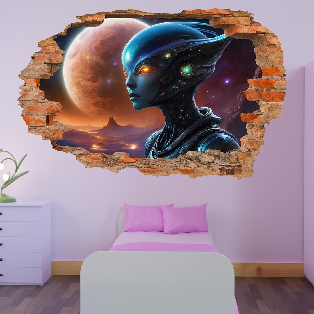 Alien Woman Sci-fi Art Wall Sticker Mural Decal Poster Self-adhesive ...