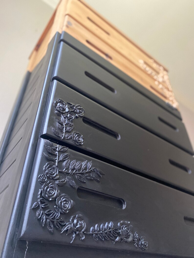 Modern Black Dip Tall Dresser Anthropologie Inspired - Etsy