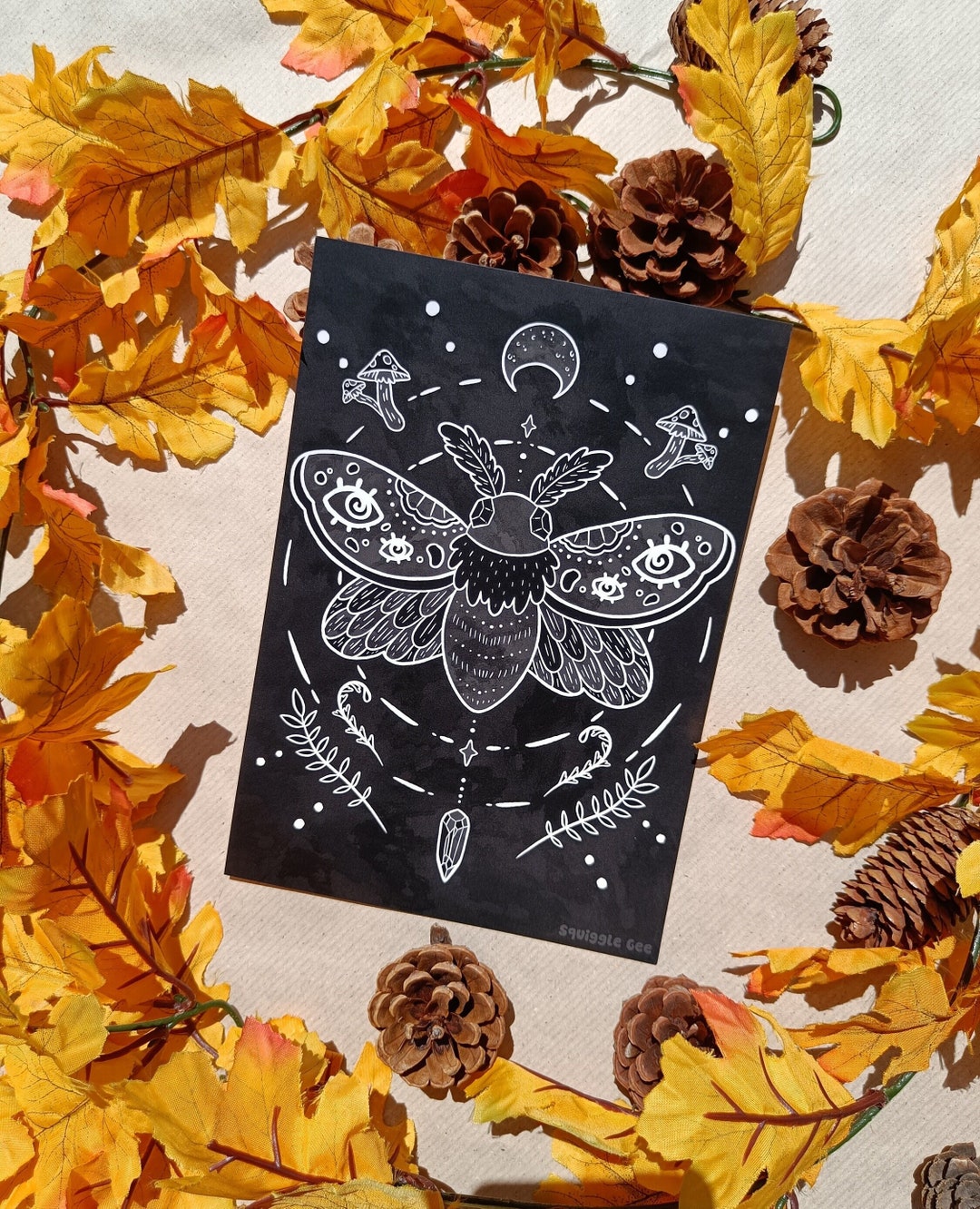 Black Moth Mythical Art Print A5 or A4 - Etsy