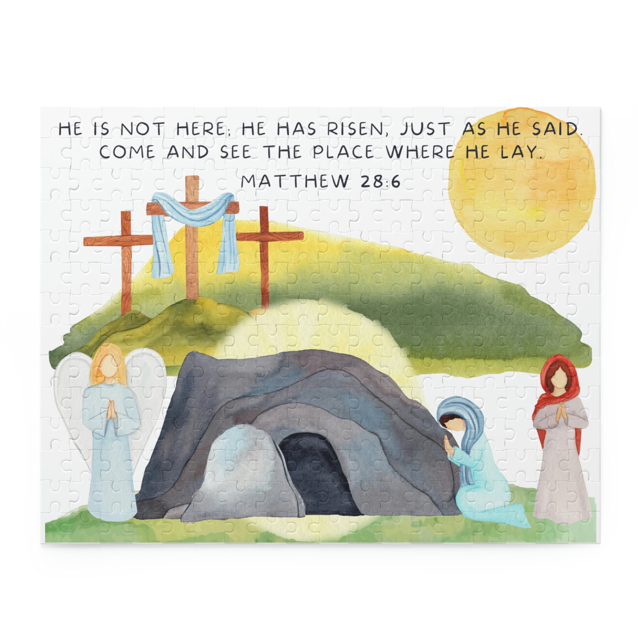 Matthew 28:6 He is Risen Bible Verse Puzzle, Easter Kids Puzzle Game ...