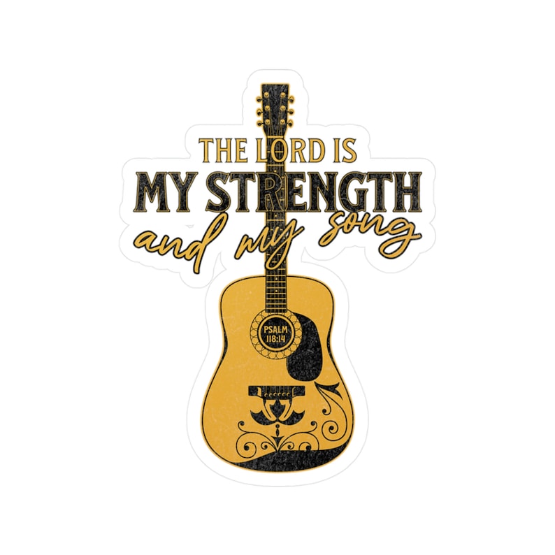 Psalm 118:14 Music Bible Verse Sticker, Guitar Player Christian Decal ...
