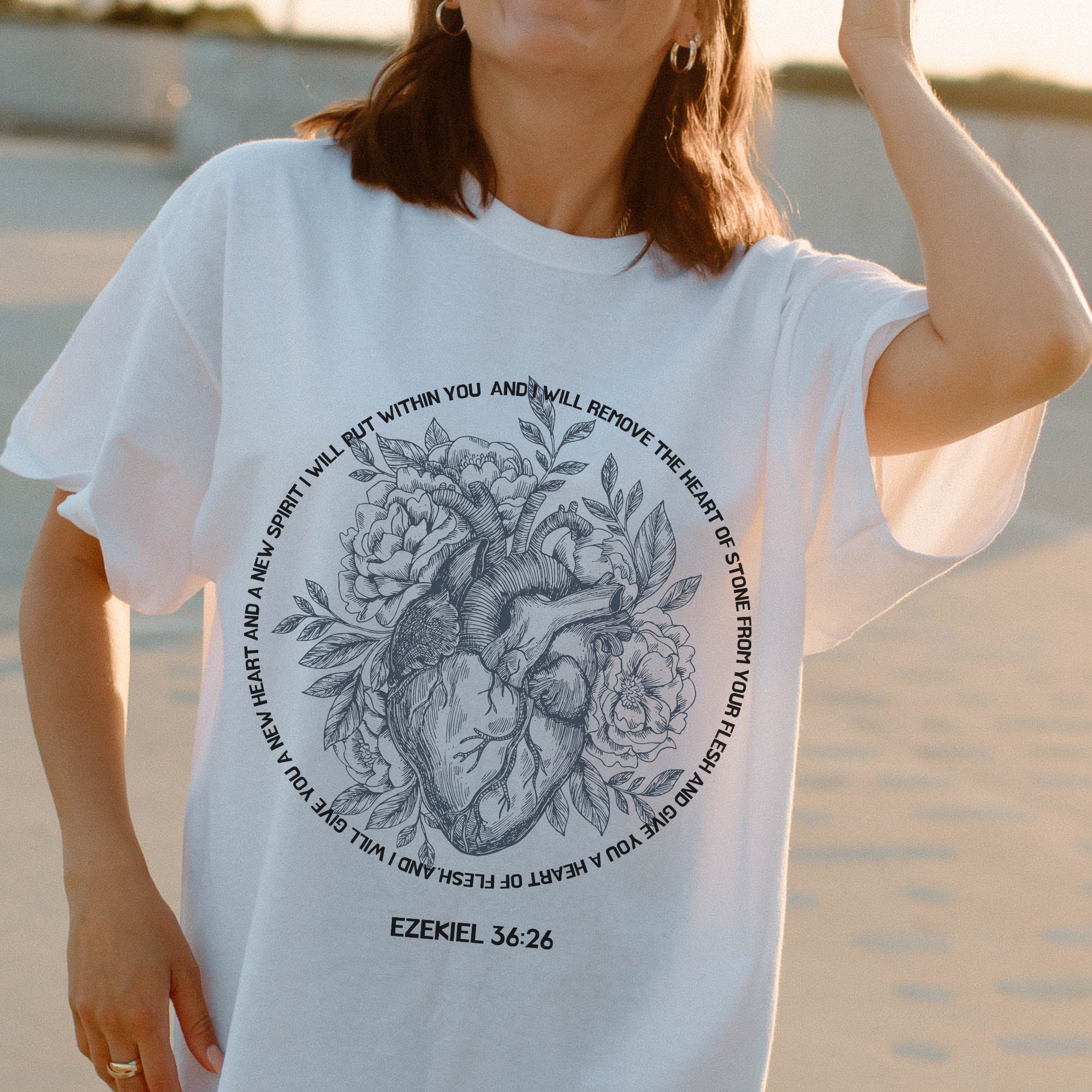 Ezekiel 36:26 Heart of Flesh Bible Verse Tshirt, New Heart New Spirit ...