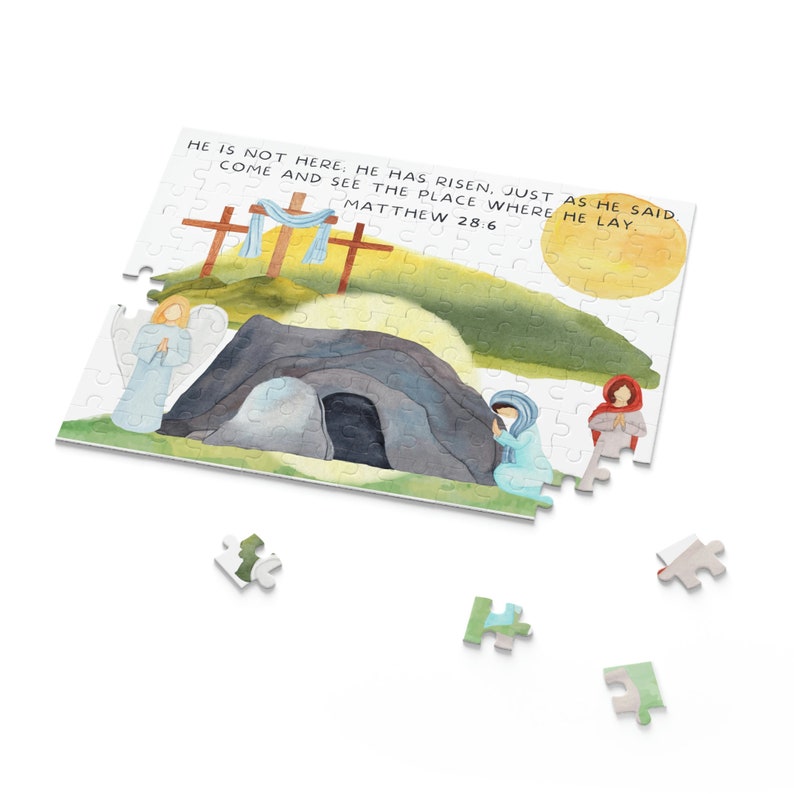 Matthew 28:6 He is Risen Bible Verse Puzzle, Easter Kids Puzzle Game ...