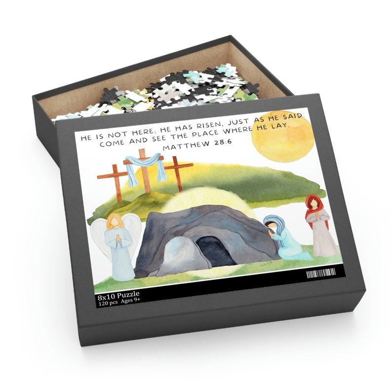 Matthew 28:6 He is Risen Bible Verse Puzzle, Easter Kids Puzzle Game ...
