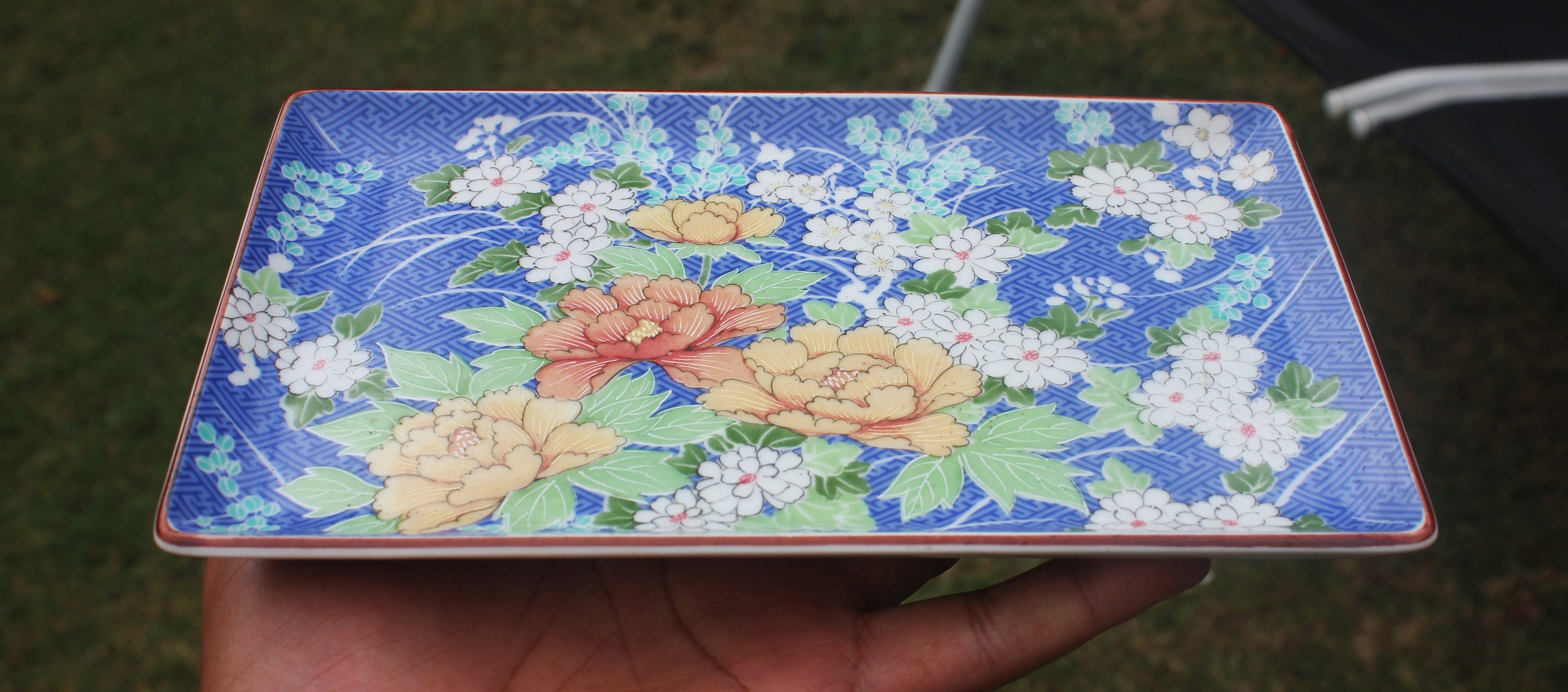 Antique Chinese Signed Rectangular Enamel Porcelain Ceramic Dish ...