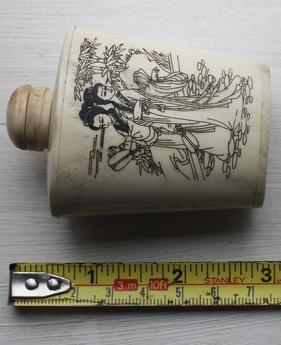 Antique Chinese Carved Bone Snuff Perfume Bottle Etc… - Gem