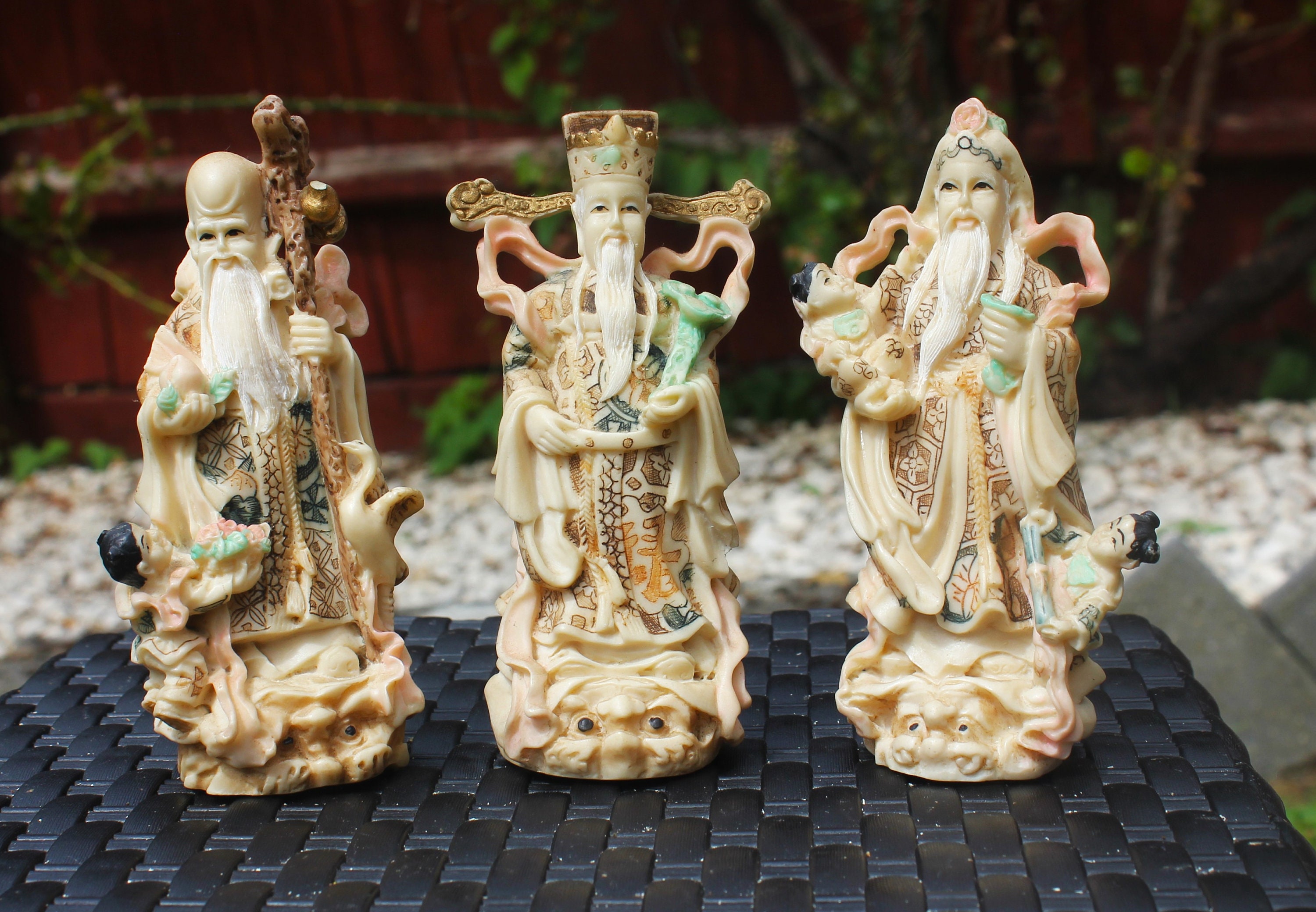 Vintage Chinese Set of 3 Gods Figurines san Xing Fu Lu - Etsy