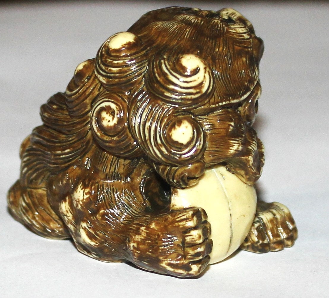 Vintage Japanese Ivorine Netsuke Foo Dog Carved Specially for - Etsy
