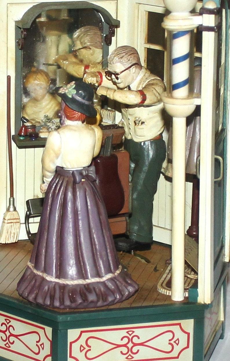 Vintage Enesco Musical Clockwork Diorama 'ye Olde Barber - Etsy