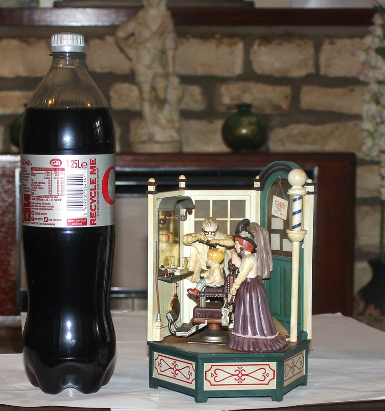 Vintage Enesco Musical Clockwork Diorama 'ye Olde Barber Shop' - Etsy