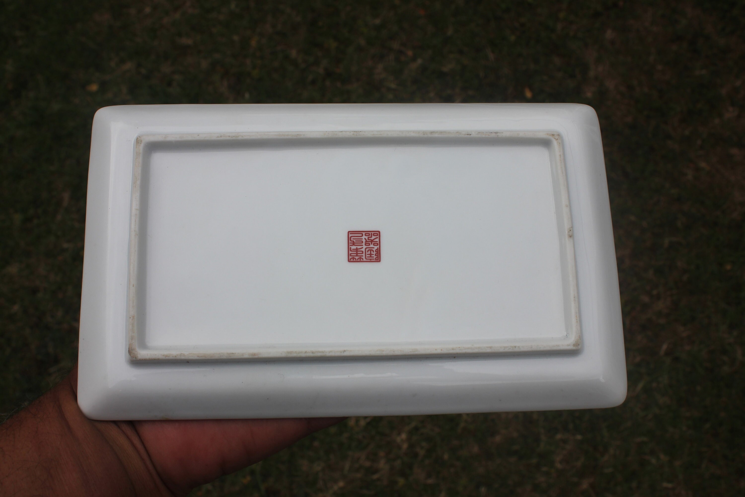Antique Chinese Signed Rectangular Enamel Porcelain Ceramic Dish ...