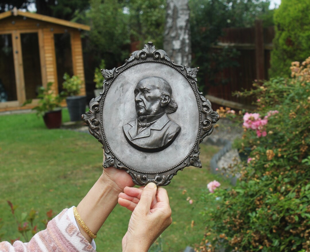 Antique 19th Century Victorian Cold Cast Bronze Plaque of Gladstone, 4 ...