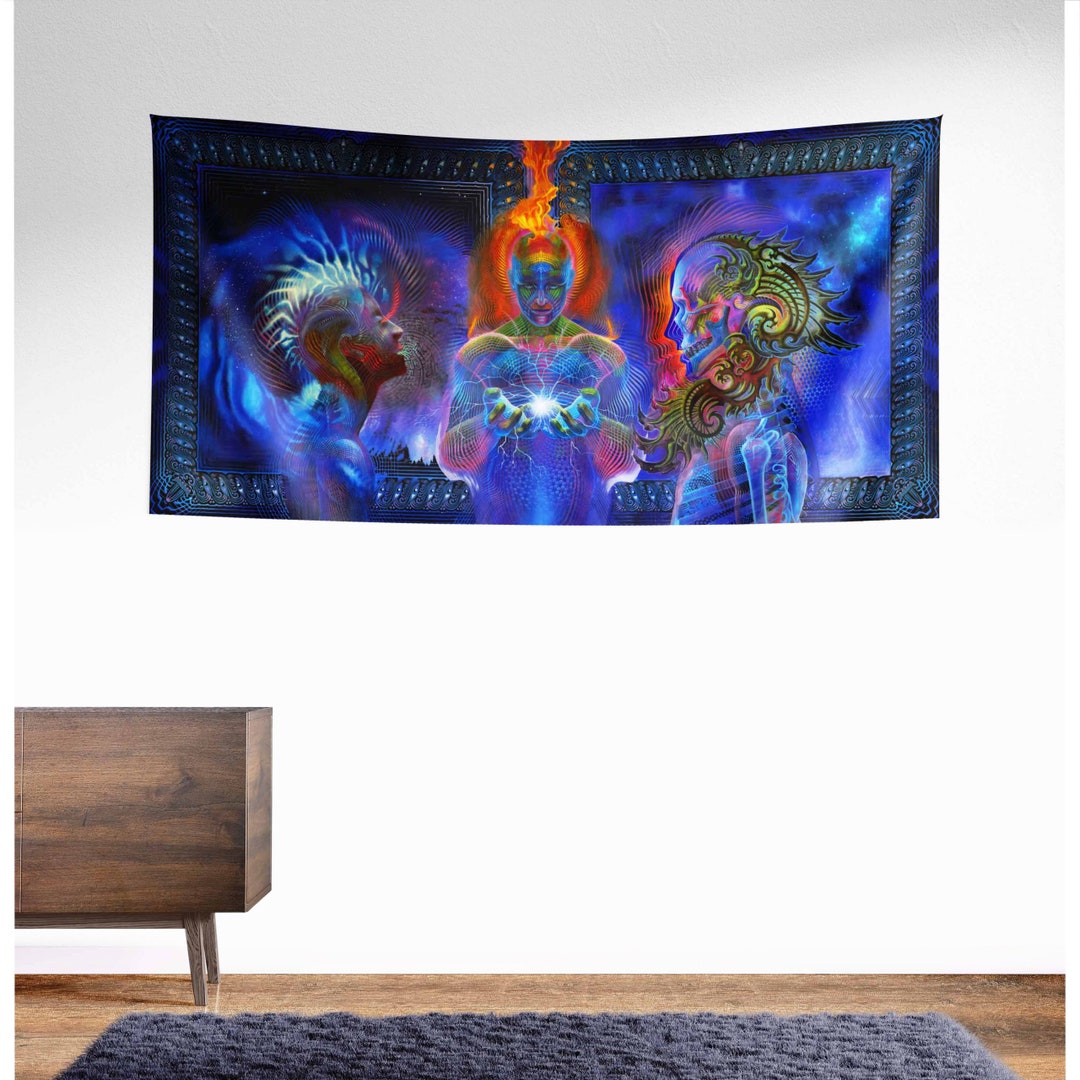 UV Reactive Tapestry Psy Decor UV Wall Art UV Blacklight - Etsy
