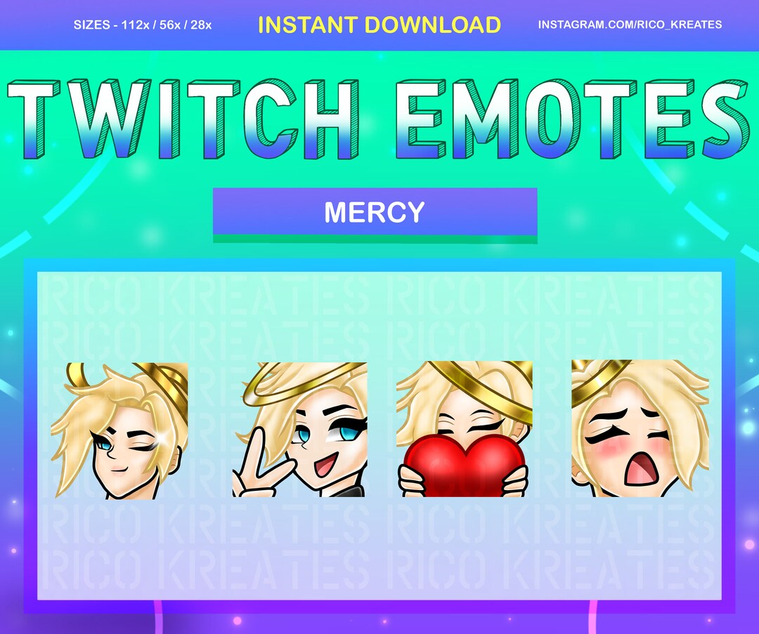 Mercy Overwatch Twitch Emote Pack 112x112 / 56x56 / 28x28 - Twitch ...
