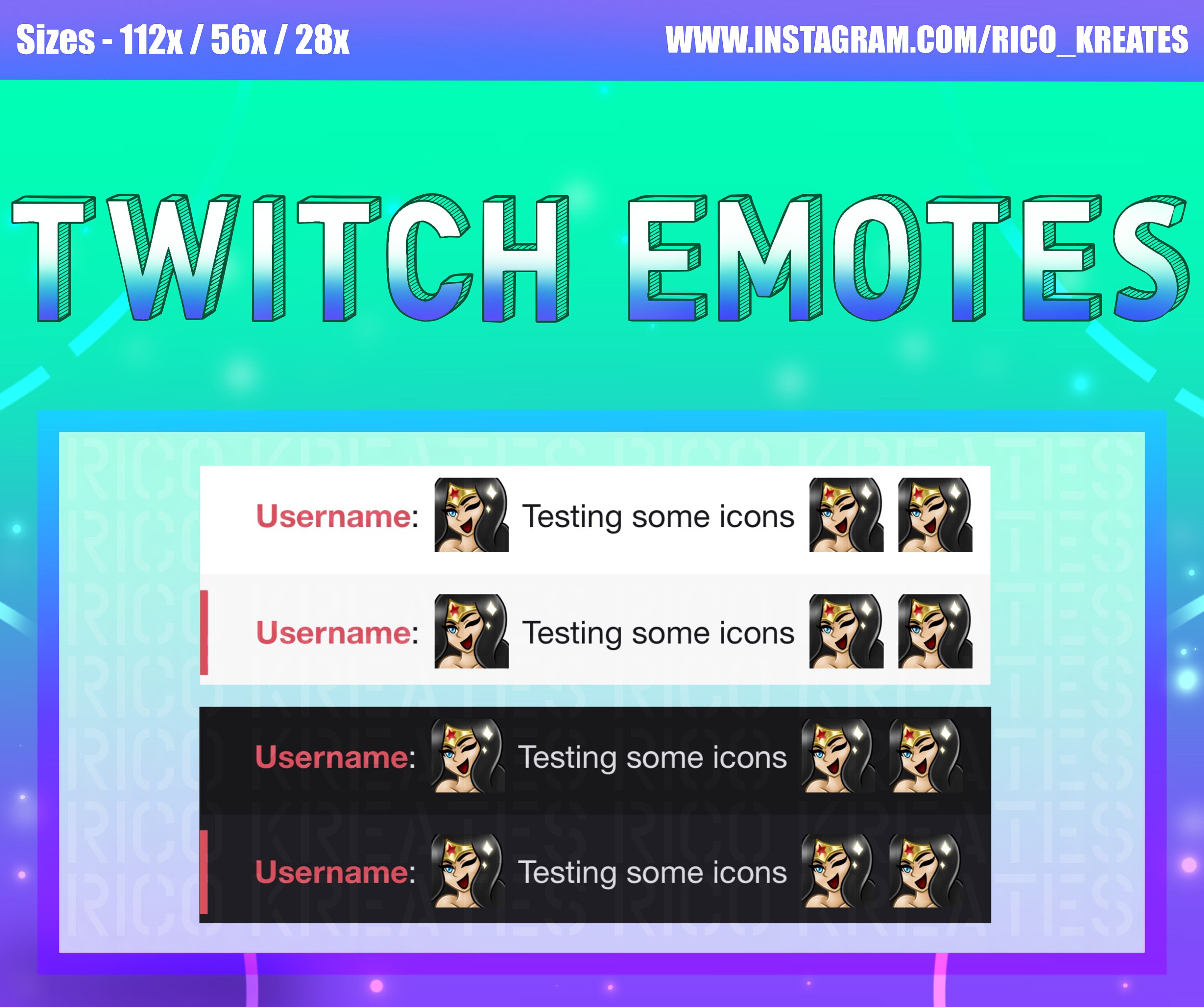Wonder Womann Wink Twitch Emote 112x112 / 56x56 / 28x28 - Twitch ...