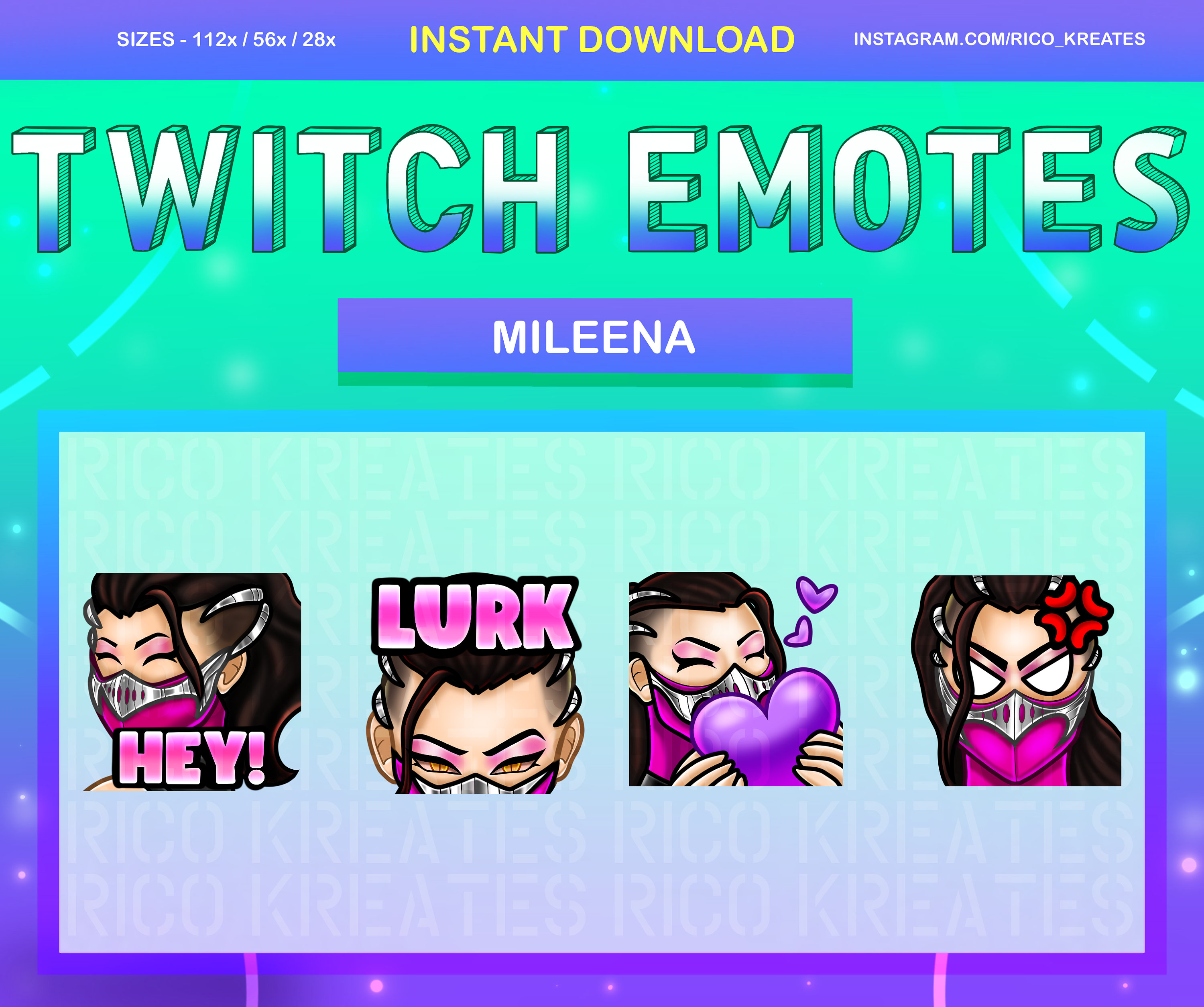 Mileena Mortal Kombat Twitch Emote Pack 112x112 / 56x56 / 28x28 ...