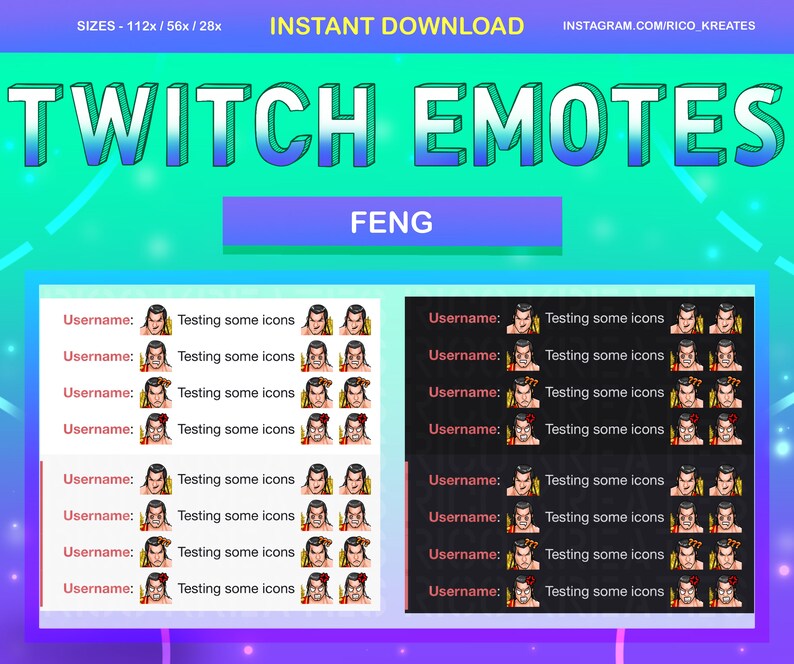 Feng Tekken 8 Twitch Emote Pack 112x112 / 56x56 / 28x28 - Twitch ...