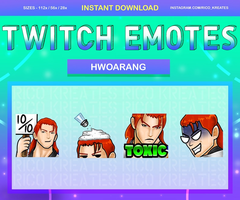 Hwoarang Tekken 8 Twitch Emote Pack 112x112 / 56x56 / 28x28 - Twitch ...