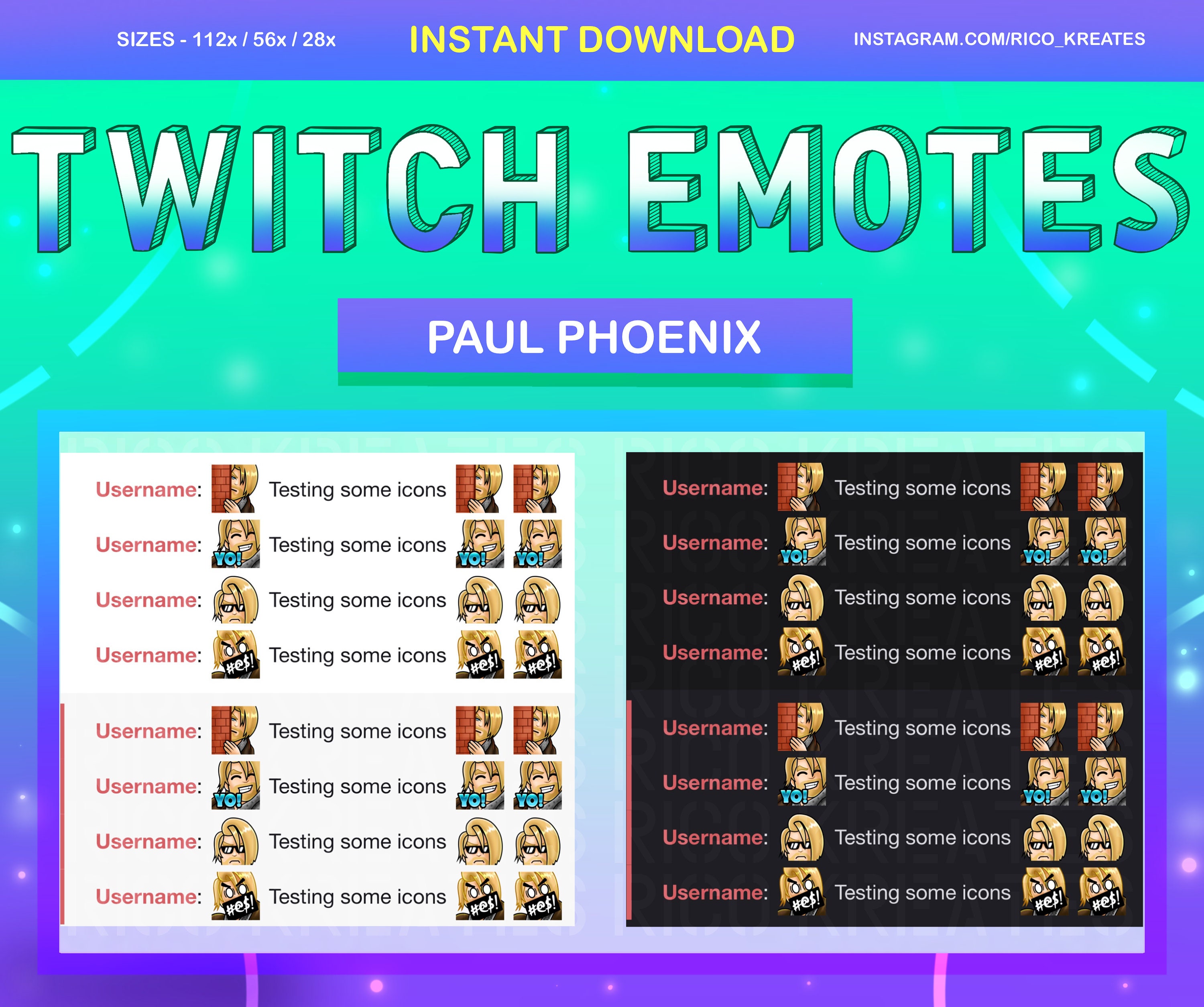 Paul Tekken 8 Twitch Emote Pack 112x112 / 56x56 / 28x28 - Twitch, Discord, Youtube, Tekken 8 ...