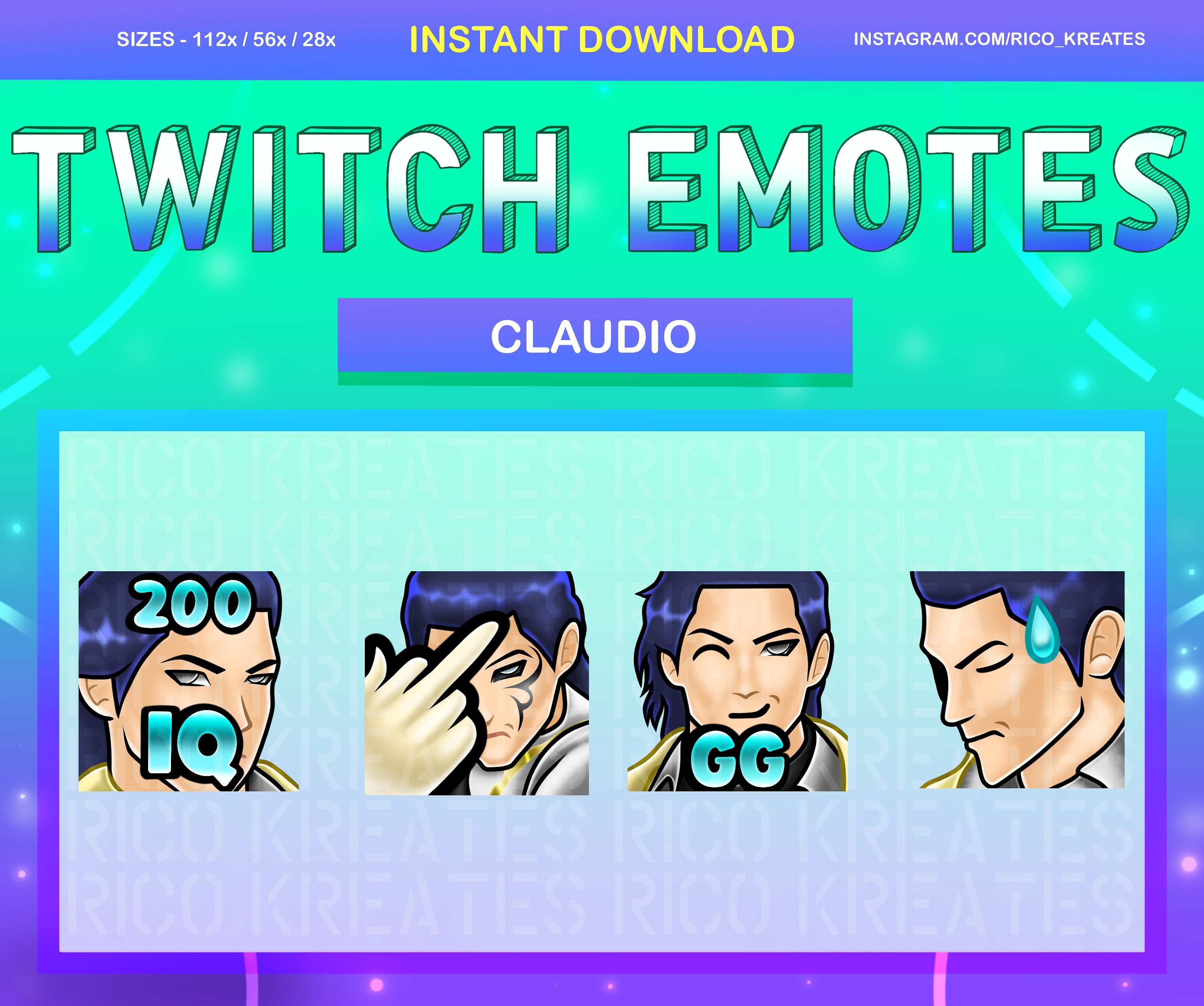 Claudio Tekken 8 Twitch Emote Pack 112x112 / 56x56 / 28x28 - Twitch ...