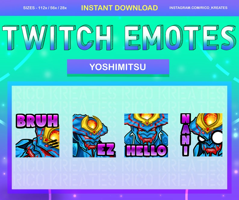 Yoshimitsu Tekken 8 Twitch Emote Pack 112x112 / 56x56 / 28x28 - Twitch ...