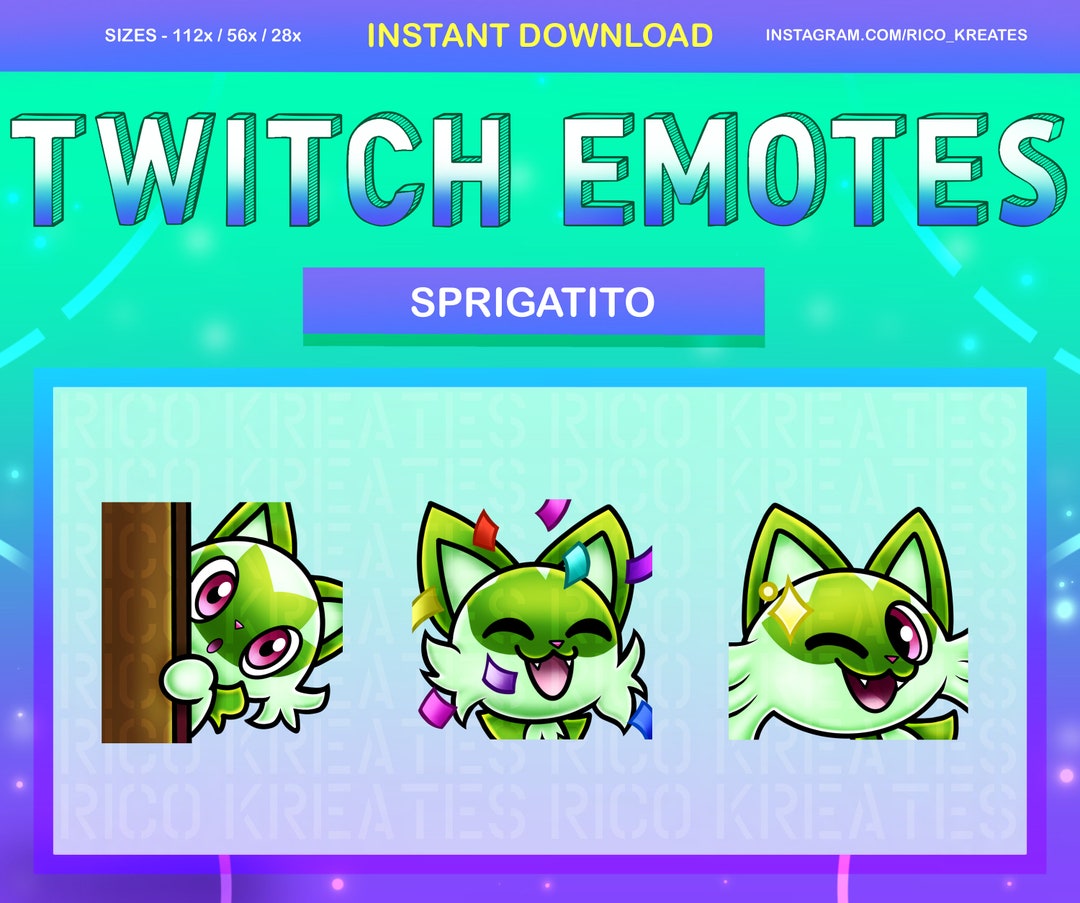 Sprigatito Twitch Emote Pack 112x112 / 56x56 / 28x28 - Twitch, Discord ...